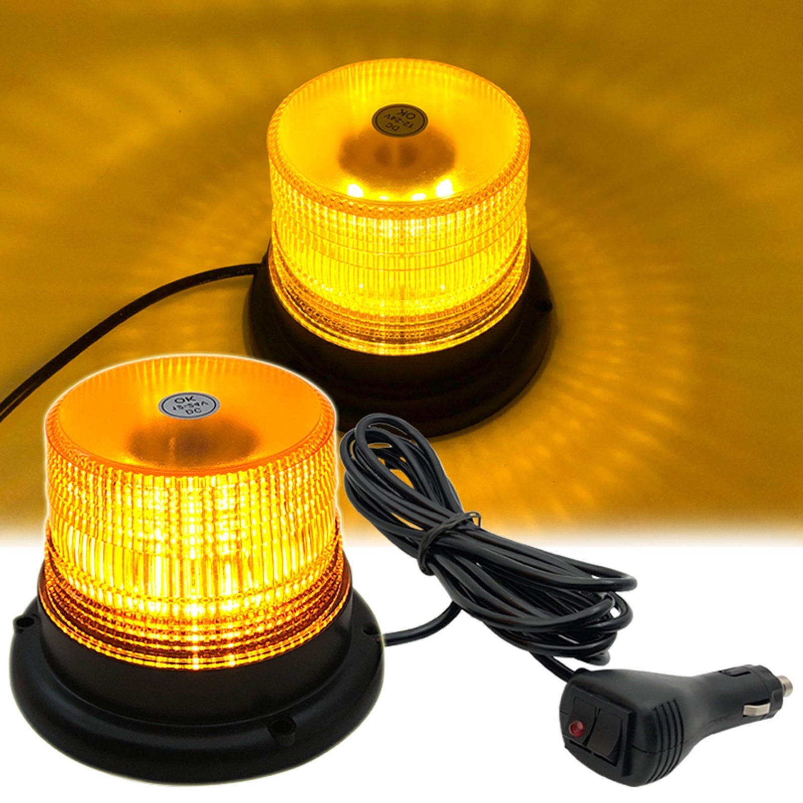 YASONG Amber LED Strobe Beacon, 40 LEDs, Magnetic Base for Vehicles ...