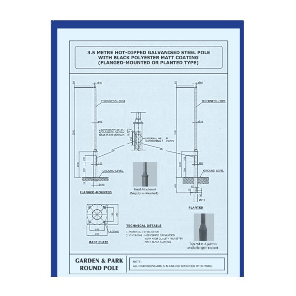 Flange Mounted Hot Dipped Galvanized Decorative Round Post Top Column ...